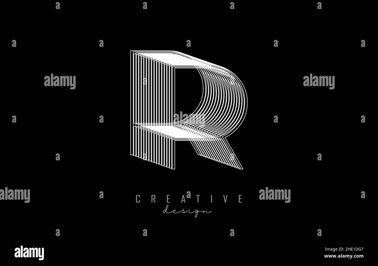 White Lines Letter R Logo. Creative Line Vector illustration design ...