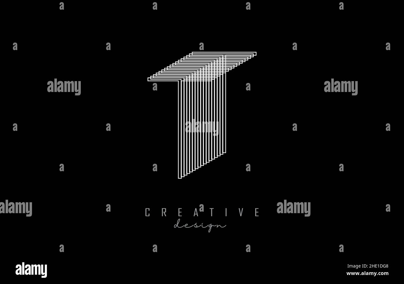 White Lines Letter T Logo. Creative Line Vector illustration design ...