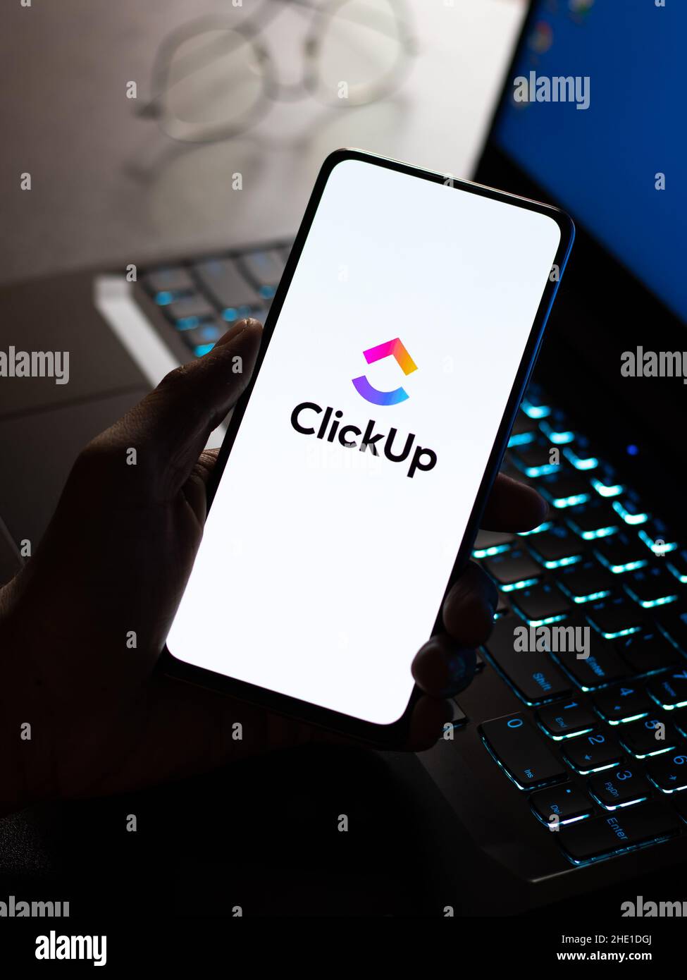 West Bangal, India - January 7, 2022 : ClickUp logo on phone screen ...