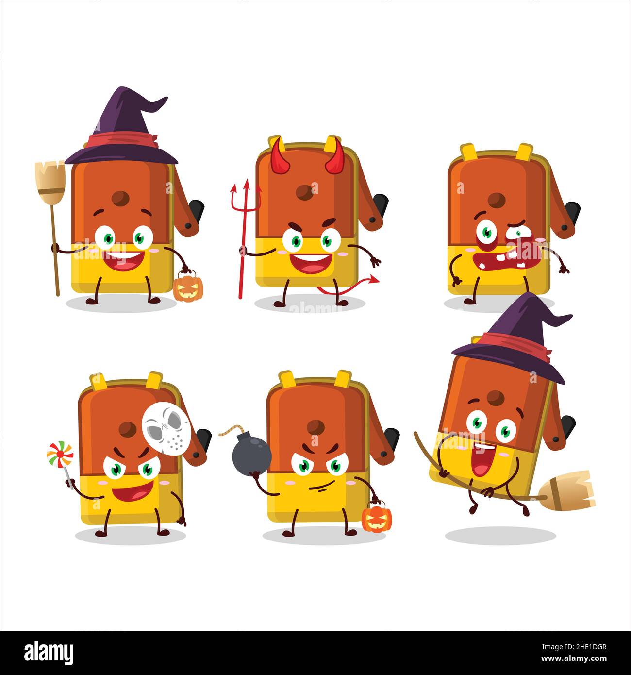 Halloween expression emoticons with cartoon character of orange pencil ...