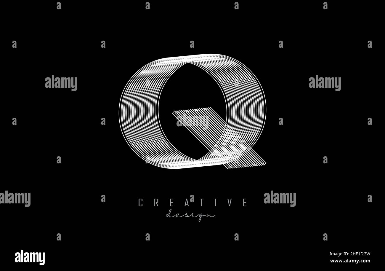 White Lines Letter Q Logo. Creative Line Vector illustration design ...