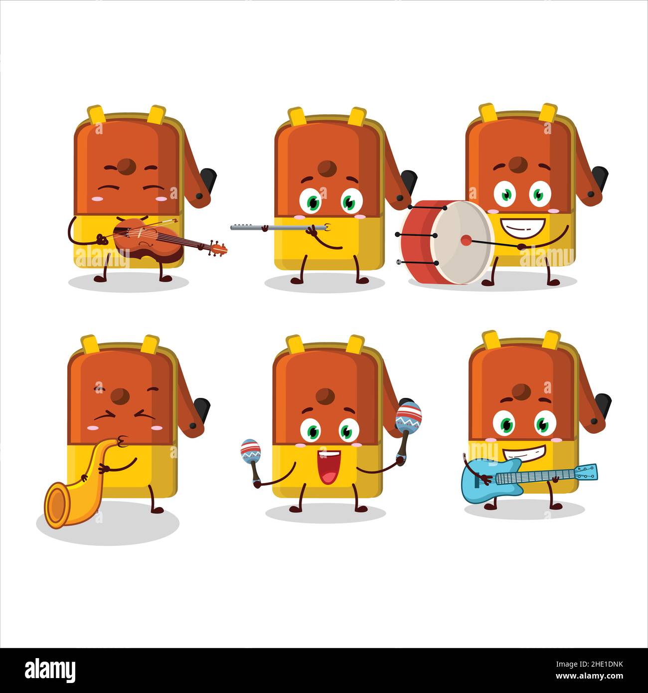 Cartoon character of orange pencil sharpener table playing some musical ...