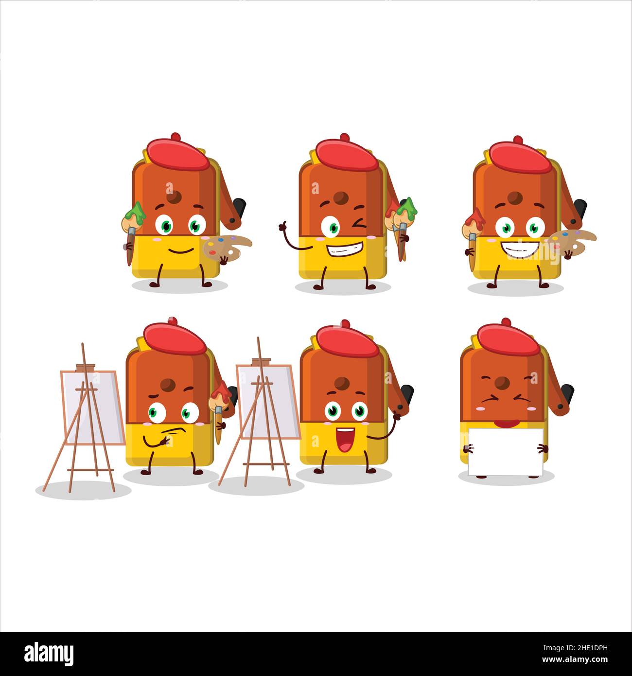 Artistic Artist of orange pencil sharpener table cartoon character ...