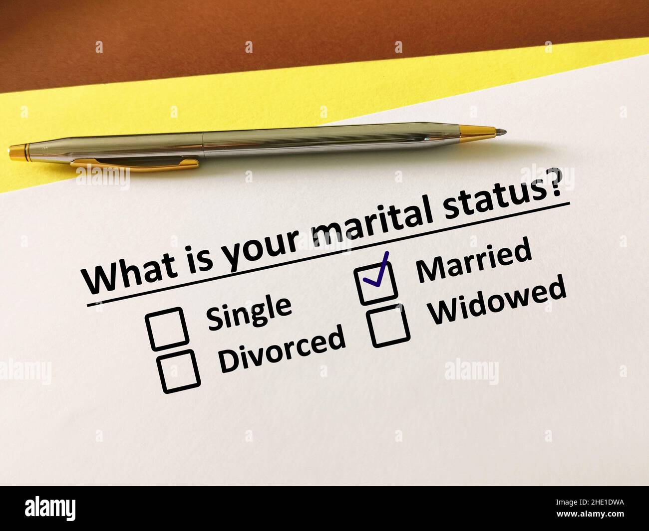 One person is answering question. His marital status is married Stock ...