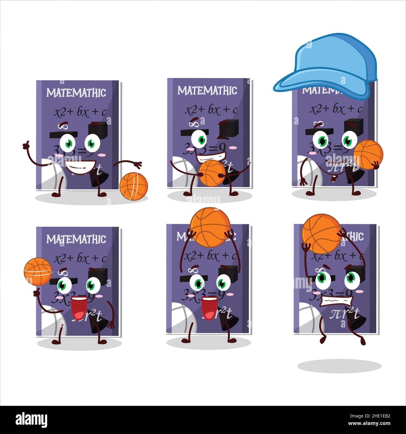 Talented matemathic book cartoon character as a basketball athlete ...