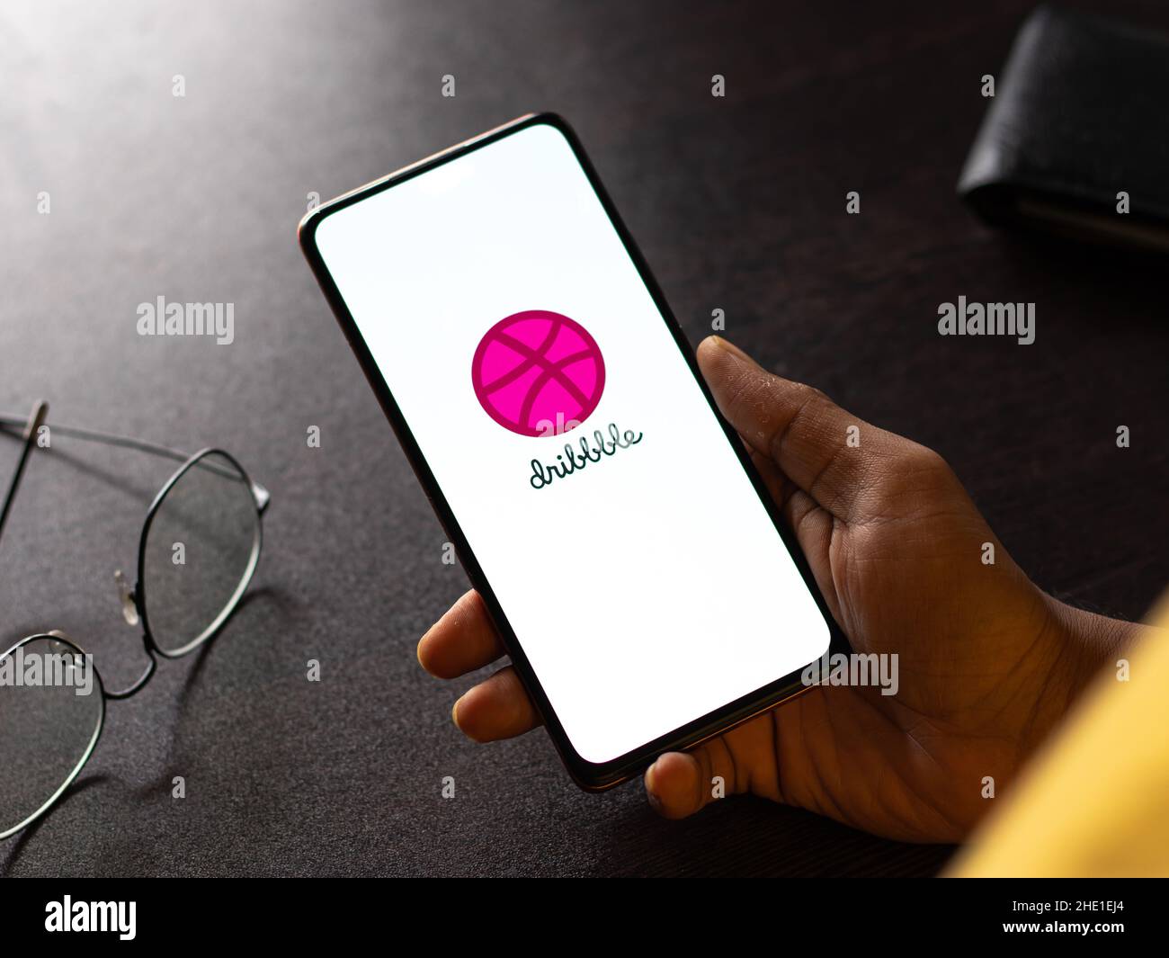 West Bangal, India - December 15, 2021 : Dribbble logo on phone screen ...