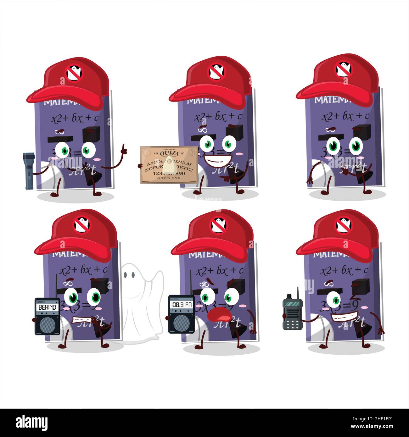 Ghost hunter cartoon matemathic book character using camera. Vector ...