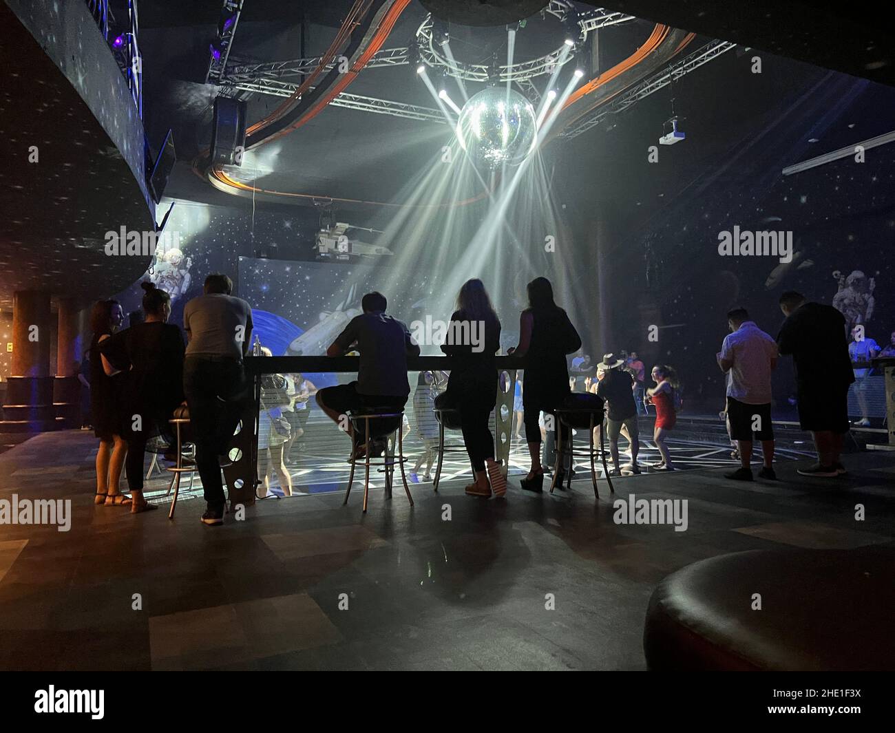 Riviera Maya, Quintana Roo, Mexico - December 18, 2021: People sitting ...