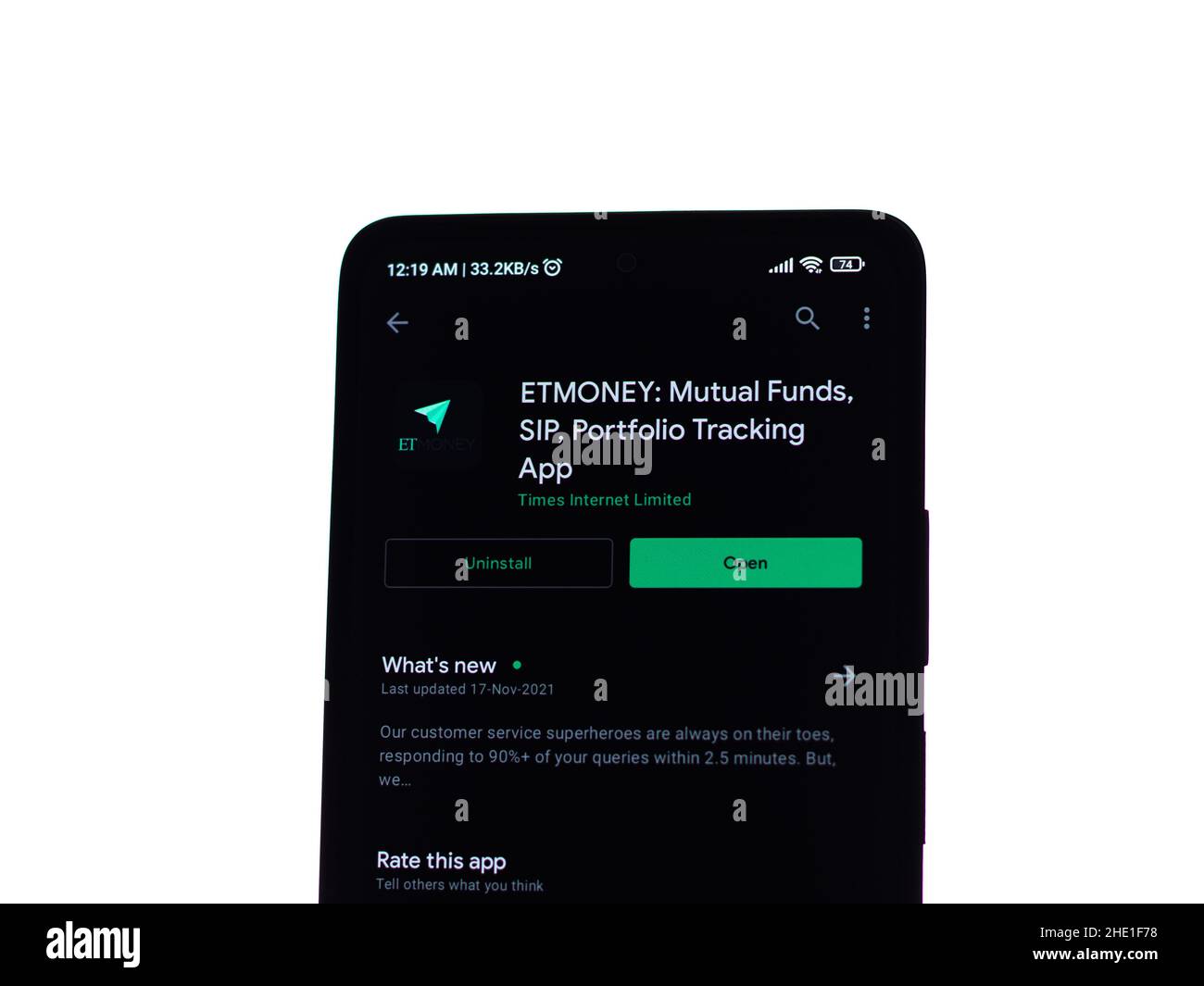 West Bangal, India - January 7, 2022 : ET Money logo on phone screen ...