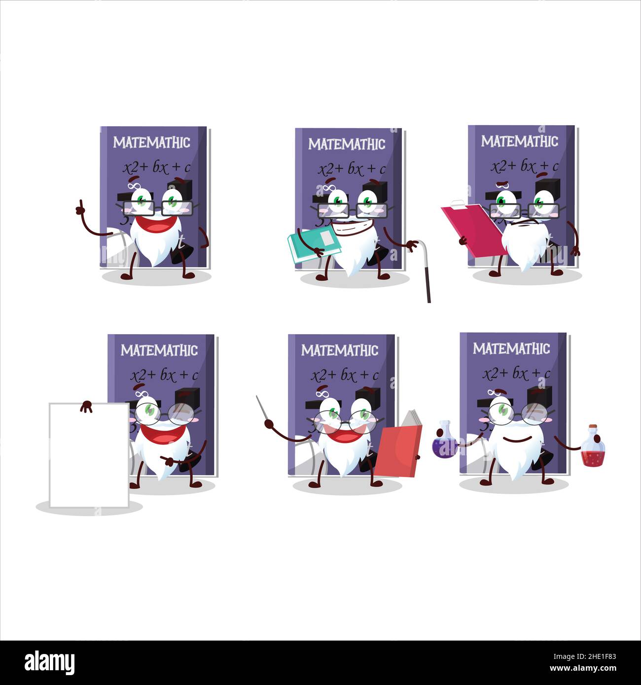 Professor matemathic book academic cartoon character working on ...