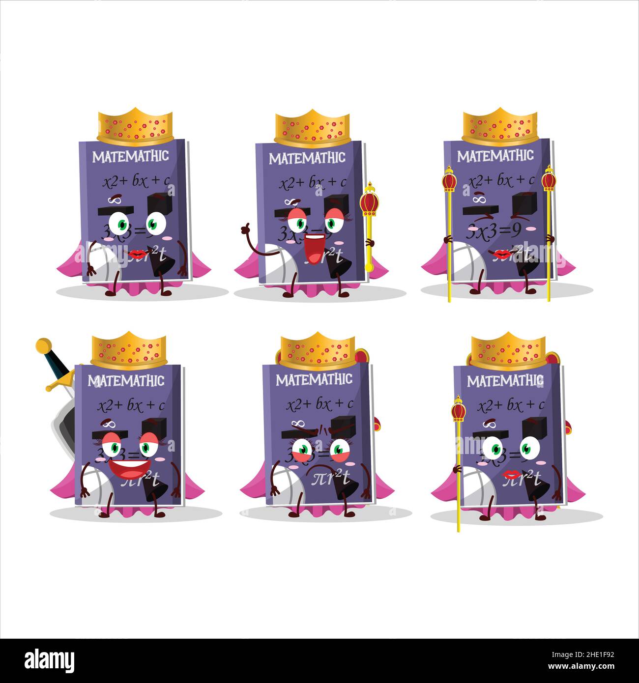 Queen and her magic clothes cartoon of matemathic book wearing tiara ...