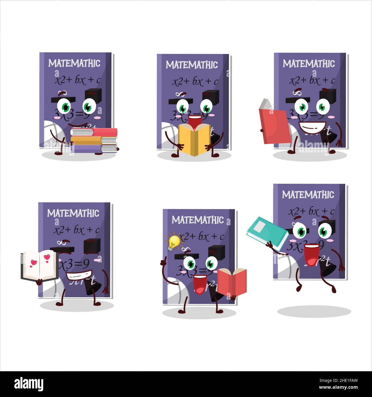 A picture of matemathic book cartoon character concept reading an ...