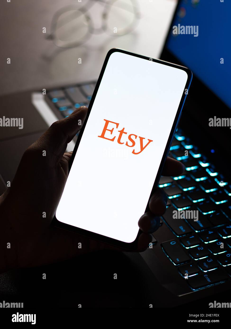 West Bangal, India - January 7, 2022 : Etsy logo on phone screen stock ...
