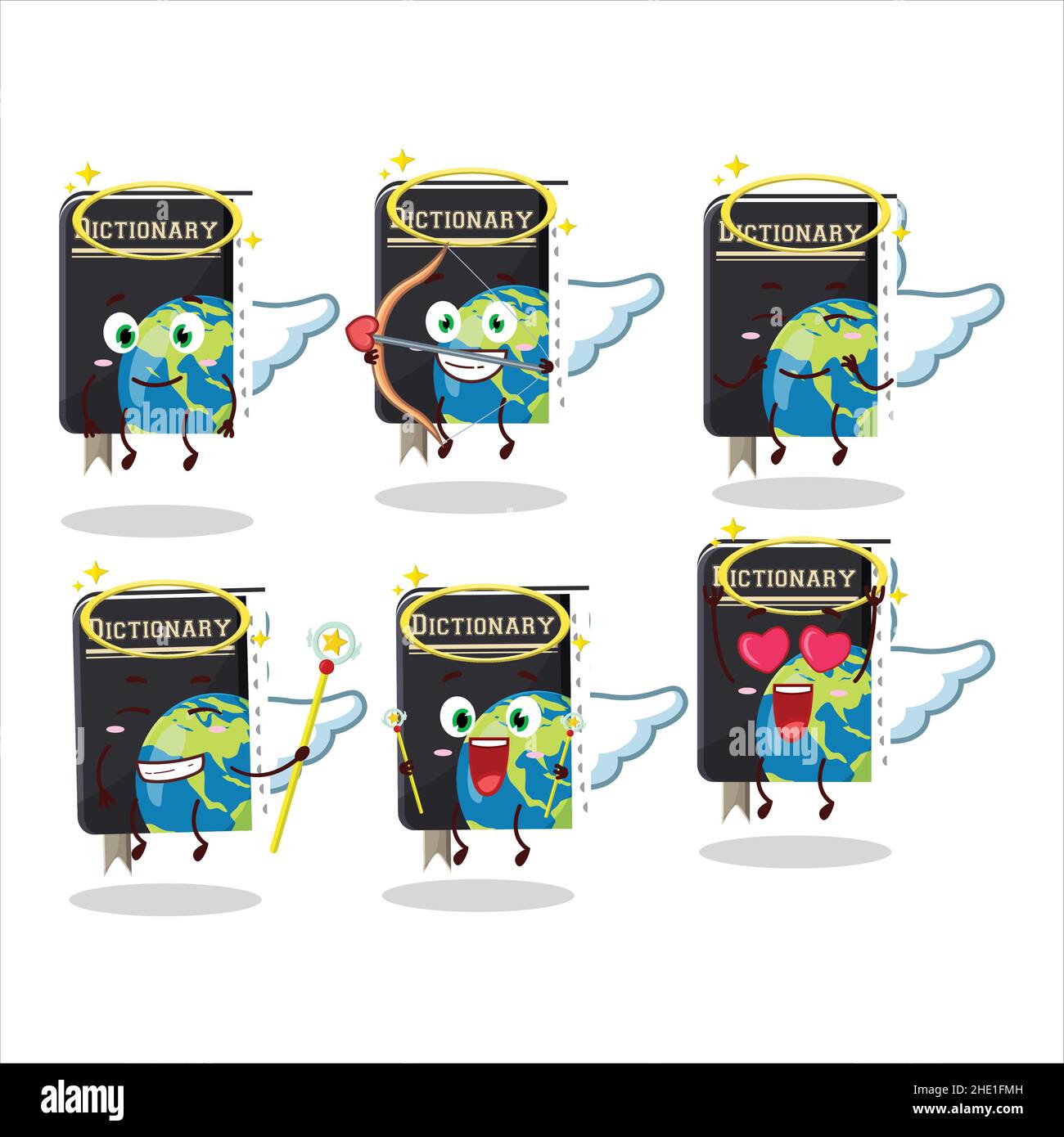 Dictionary book cartoon designs as a cute angel character. Vector ...