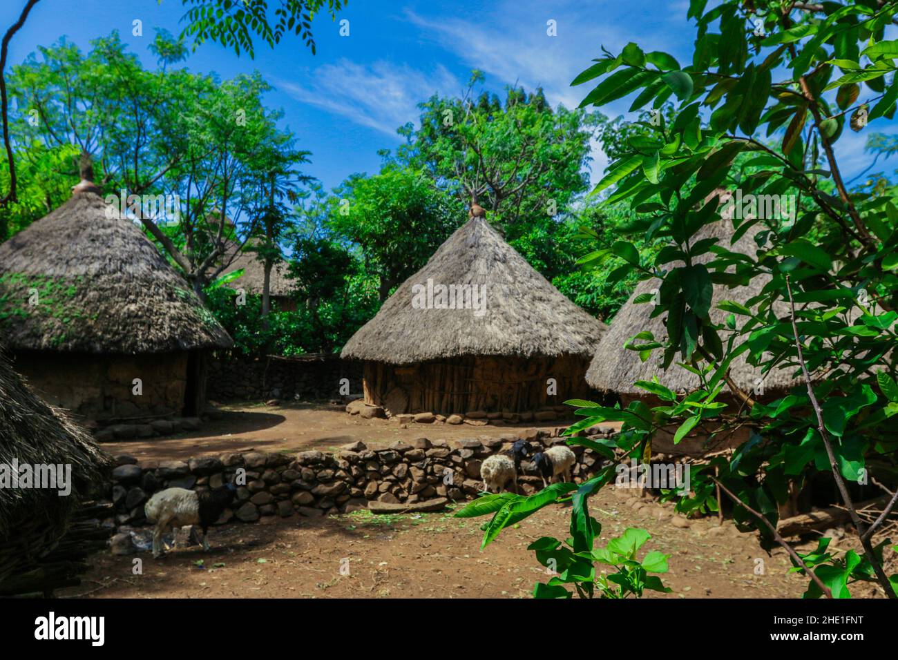 Traditional African village of the Konso tribe in Ethiopia Stock Photo ...