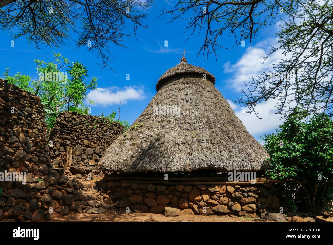 Traditional African village of the Konso tribe in Ethiopia Stock Photo ...