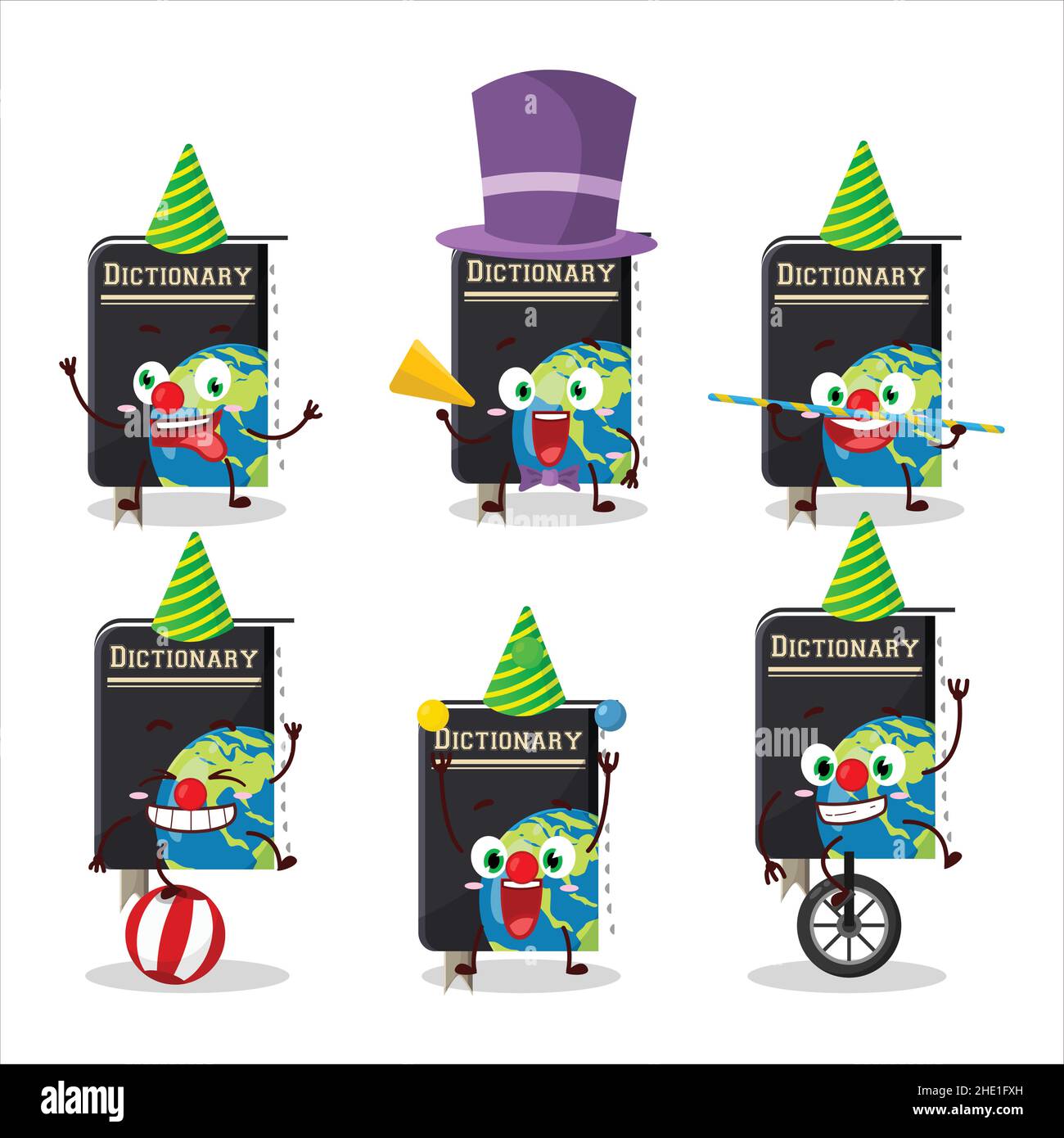 Cartoon character of dictionary book with various circus shows. Vector ...