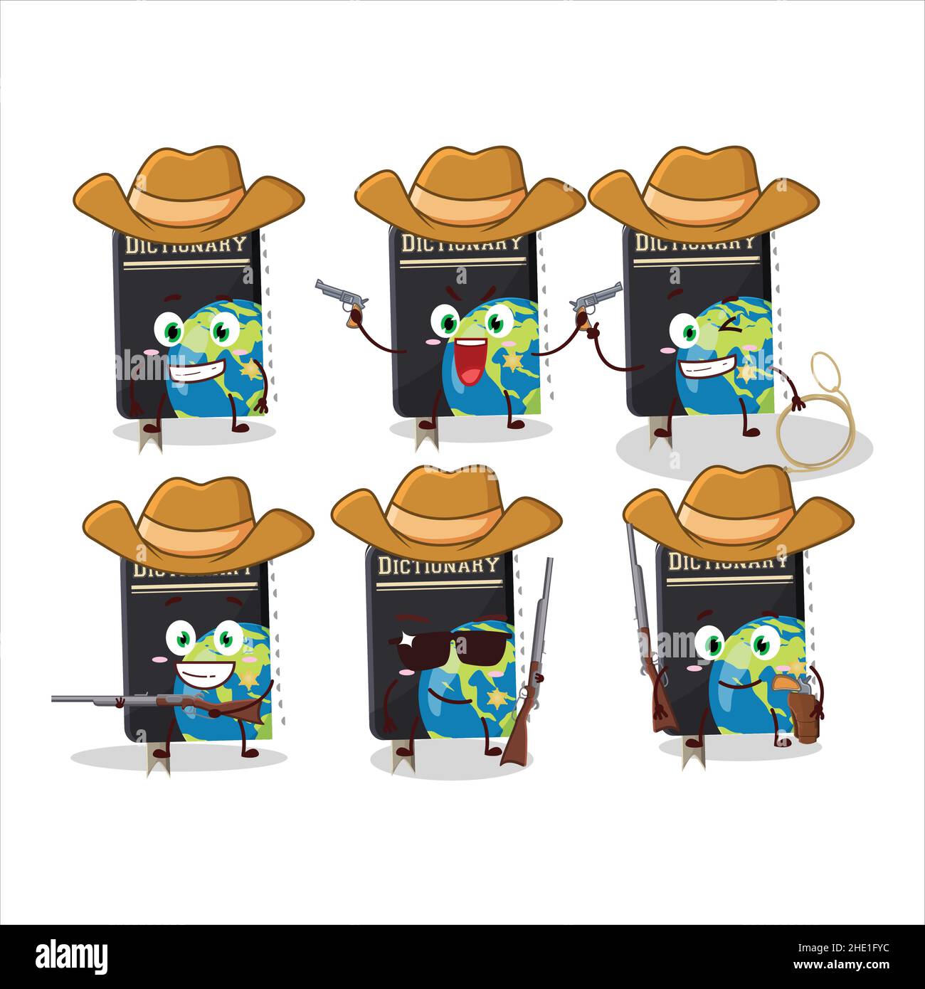 Cool cowboy dictionary book cartoon character with a cute hat. Vector ...