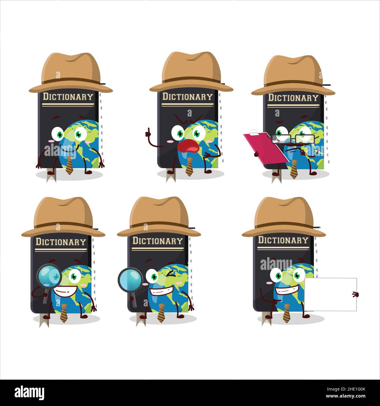 Detective dictionary book cute cartoon character holding magnifying ...