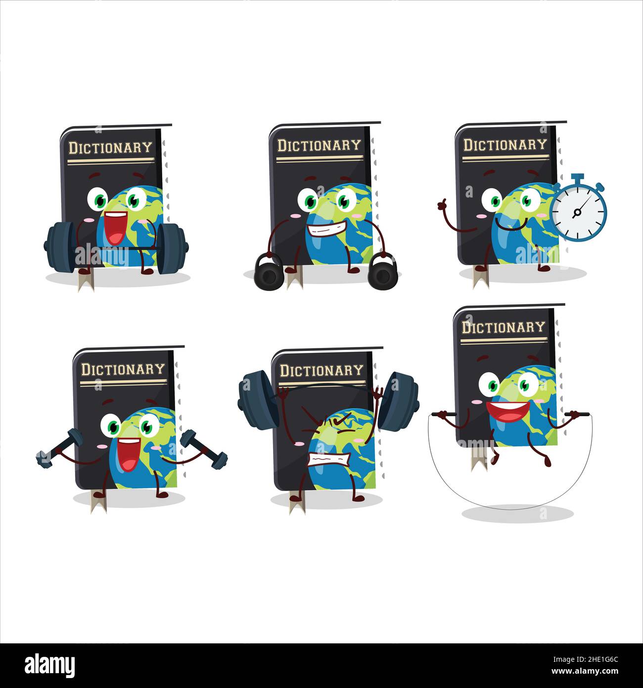 A healthy dictionary book cartoon style trying some tools on Fitness ...