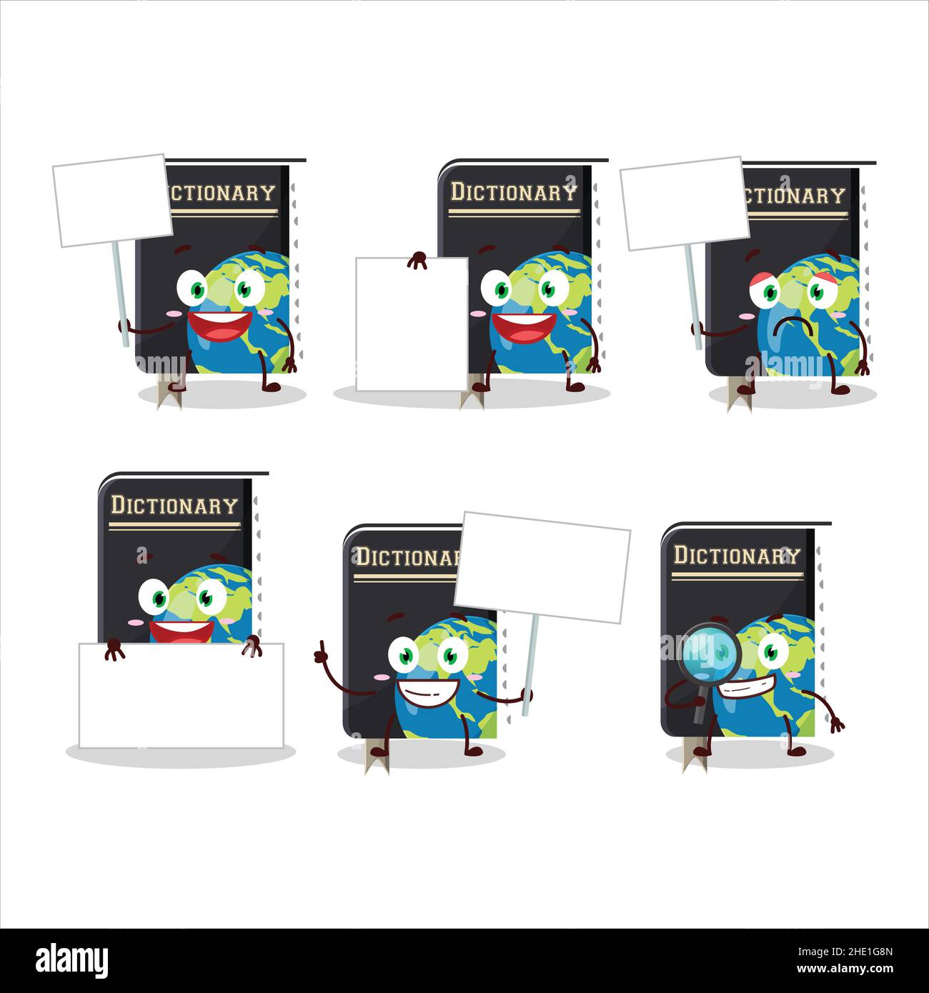 Dictionary book cartoon character bring information board. Vector ...
