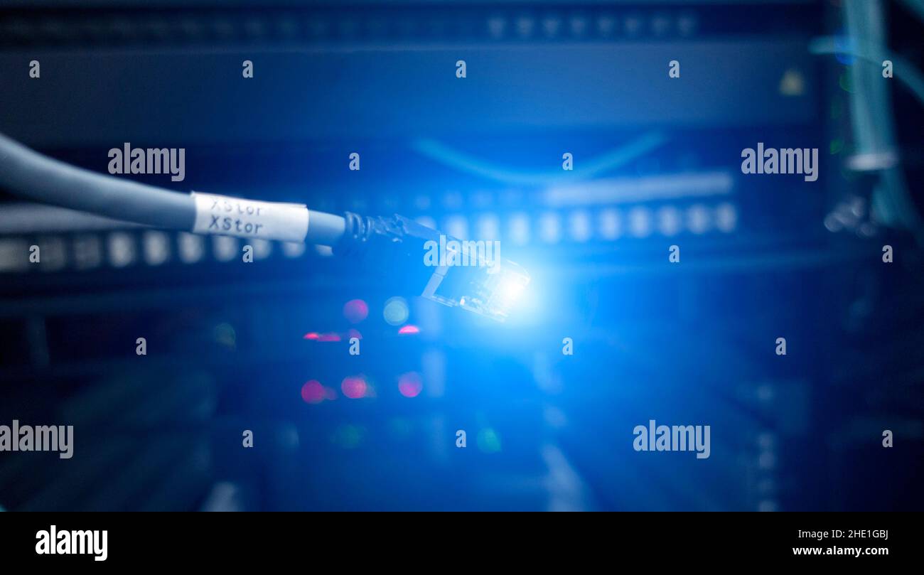 Close up fiber optic in server room network cables Stock Photo - Alamy