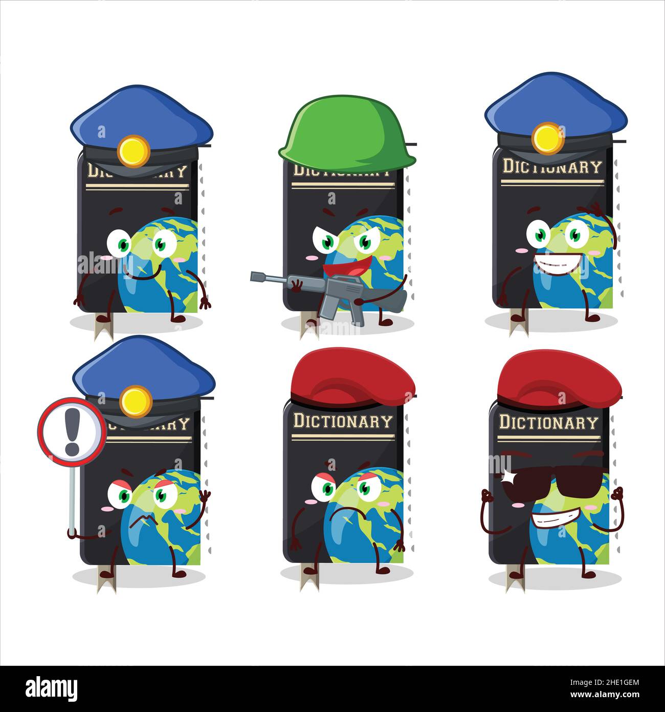 A dedicated Police officer of dictionary book mascot design style ...