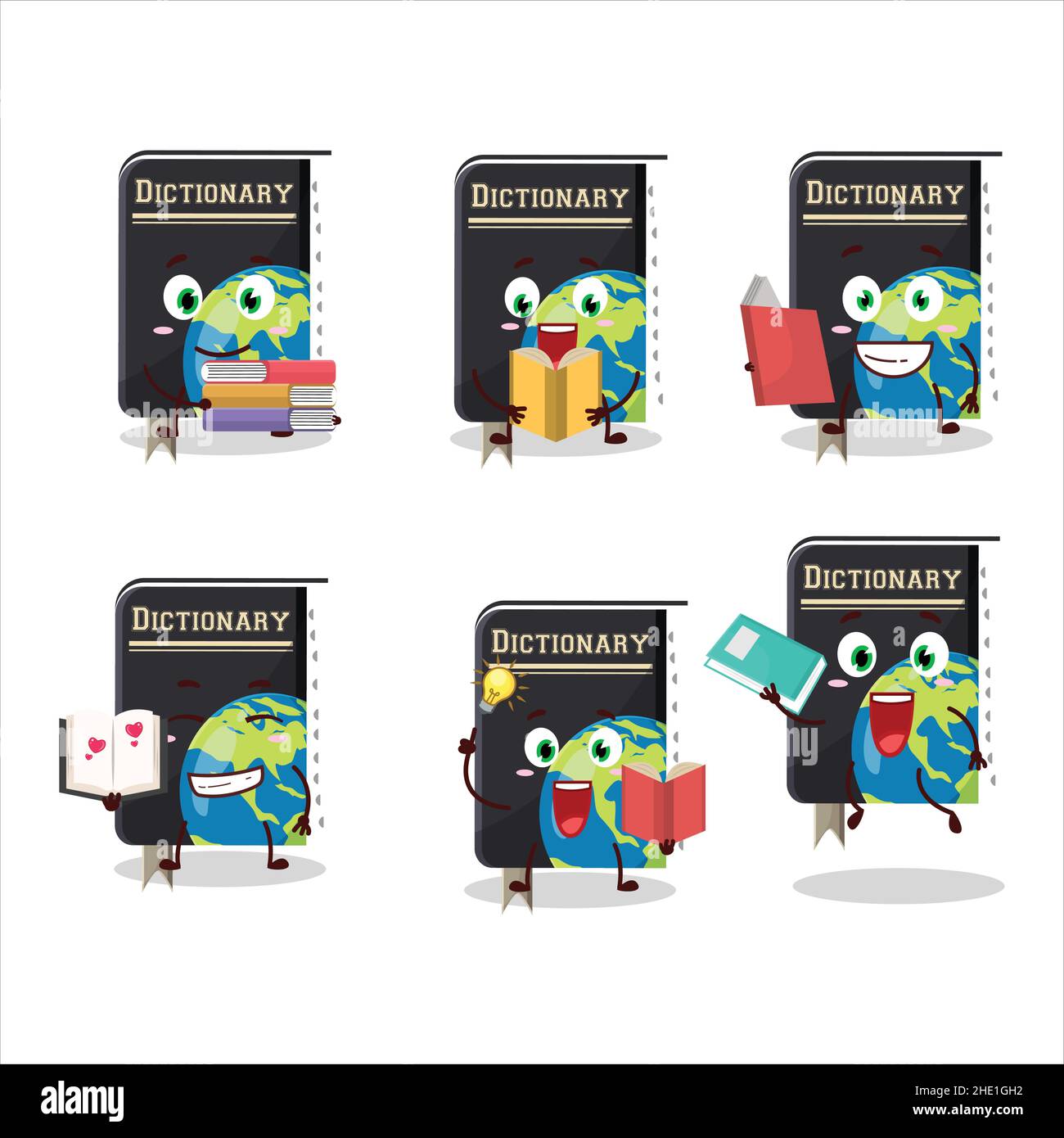 A picture of dictionary book cartoon character concept reading an ...