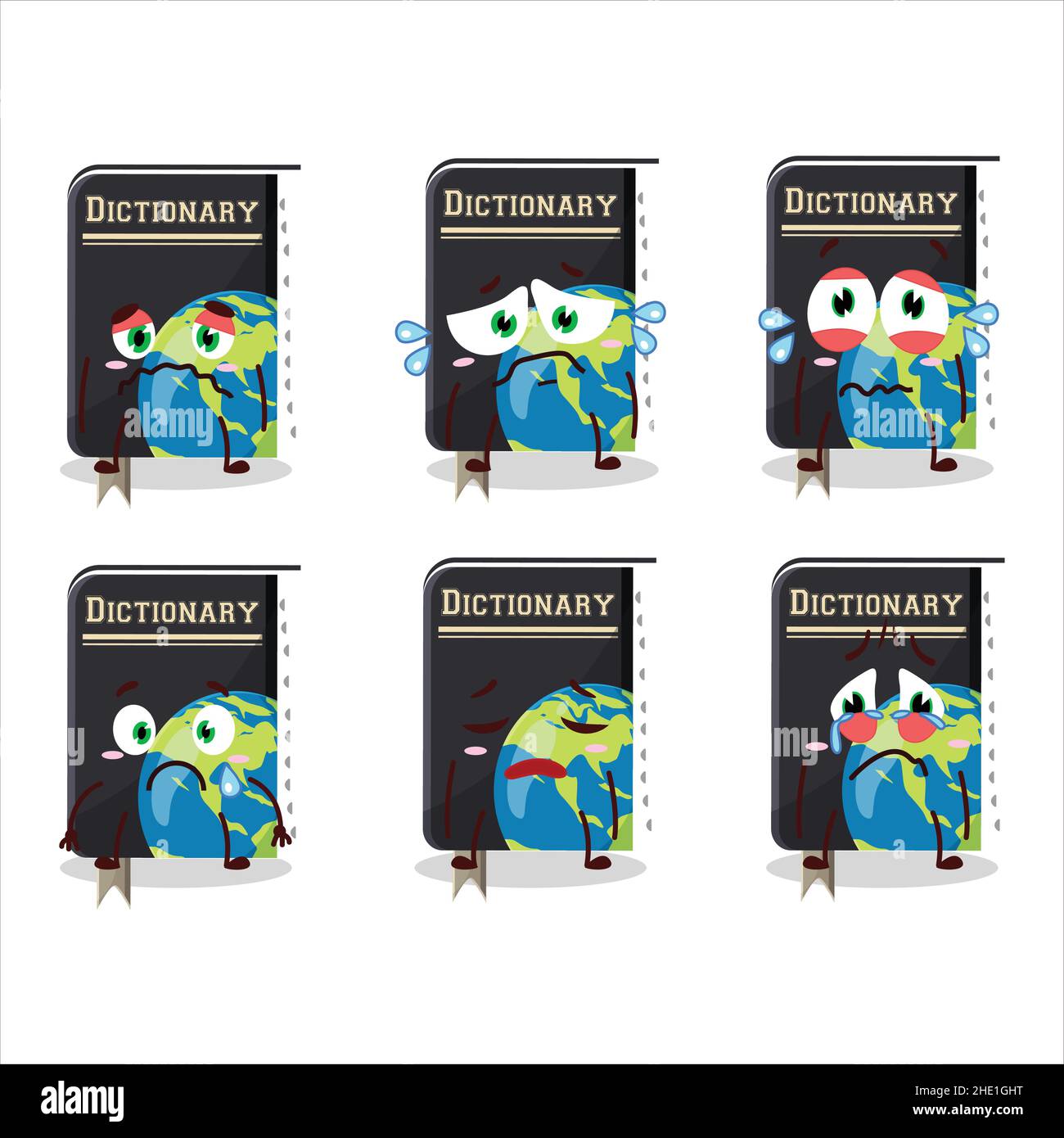 Dictionary book cartoon character with sad expression. Vector ...