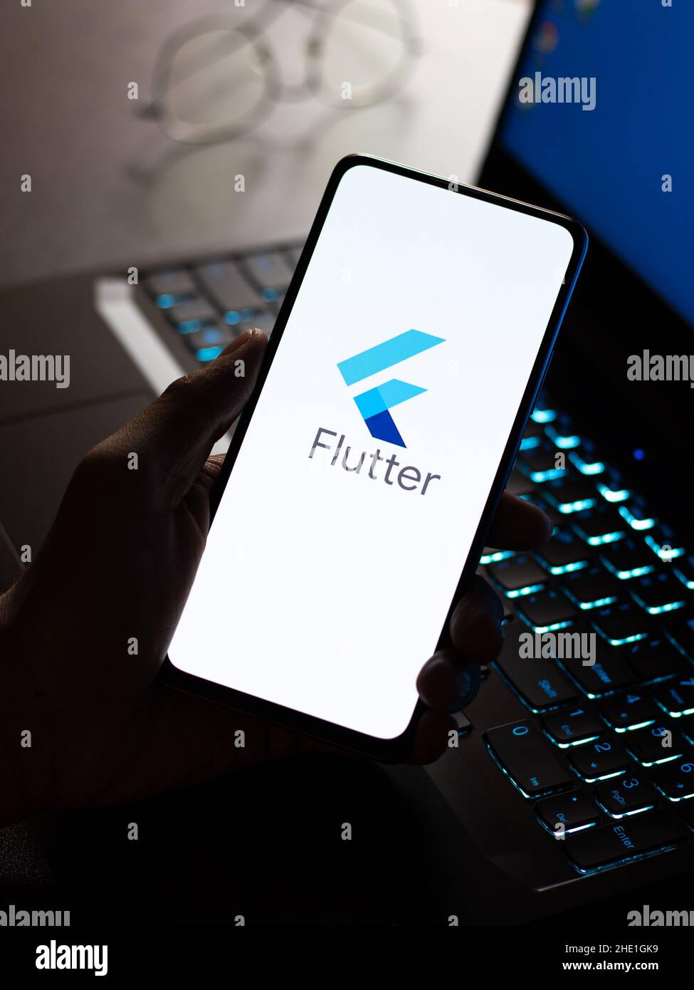Assam, india - May 29, 2021 : Google Flutter logo on phone screen stock ...