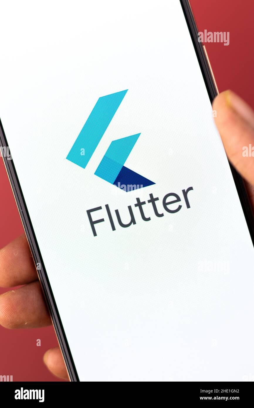Assam, india - May 29, 2021 : Google Flutter logo on phone screen stock ...