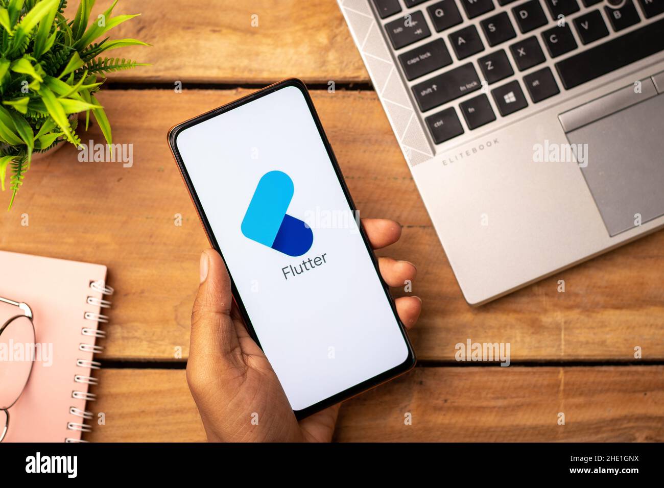 Assam, india - May 29, 2021 : Google Flutter logo on phone screen stock ...