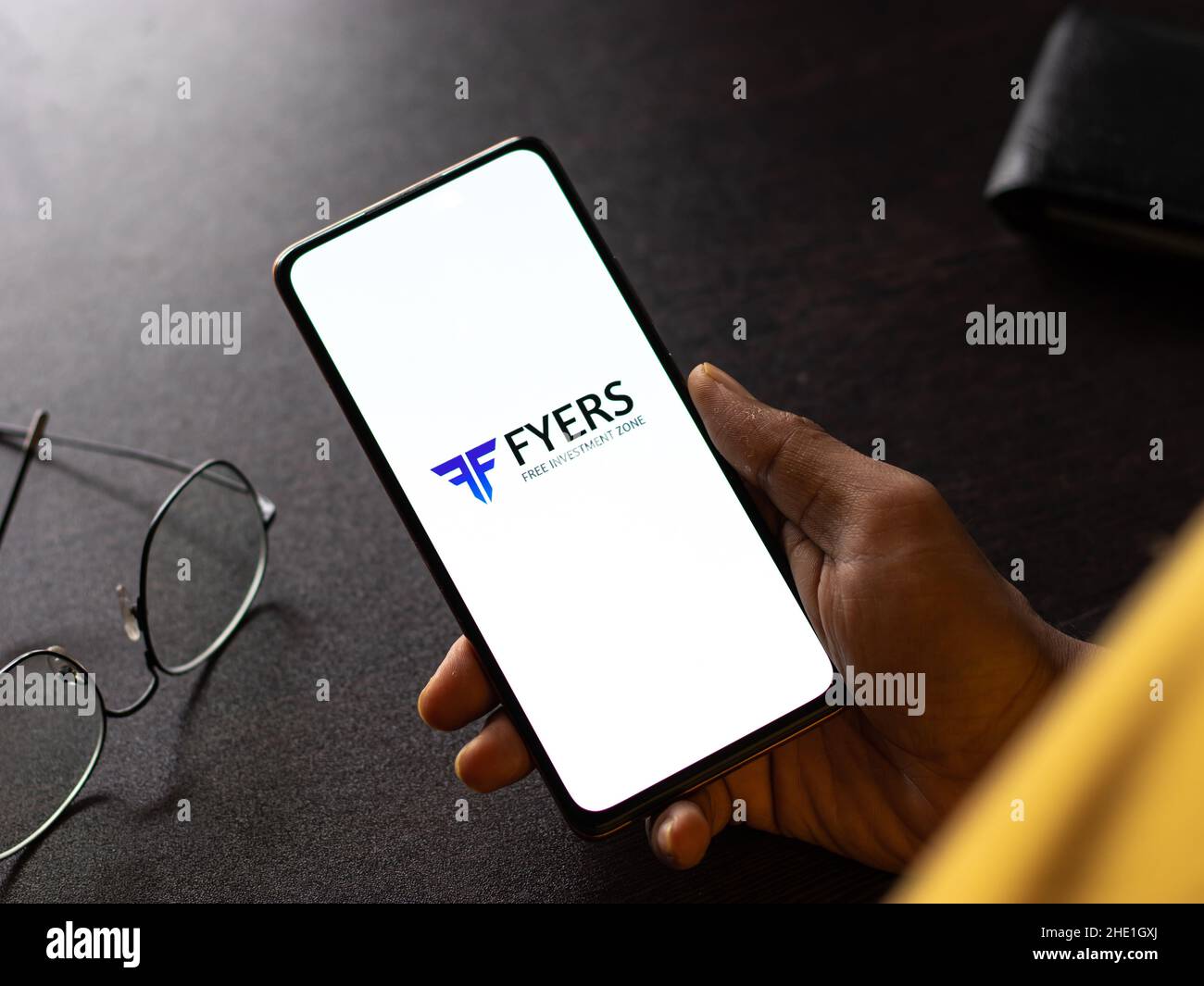 West Bangal, India - January 7, 2022 : Fyers logo on phone screen stock ...