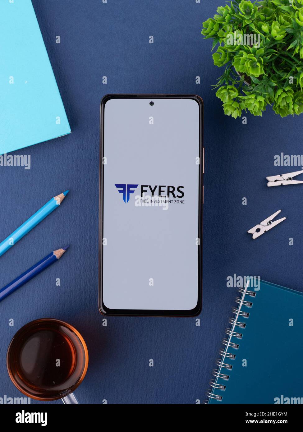 West Bangal, India - January 7, 2022 : Fyers logo on phone screen stock ...