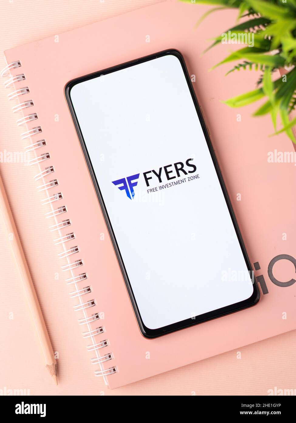 West Bangal, India - January 7, 2022 : Fyers logo on phone screen stock ...