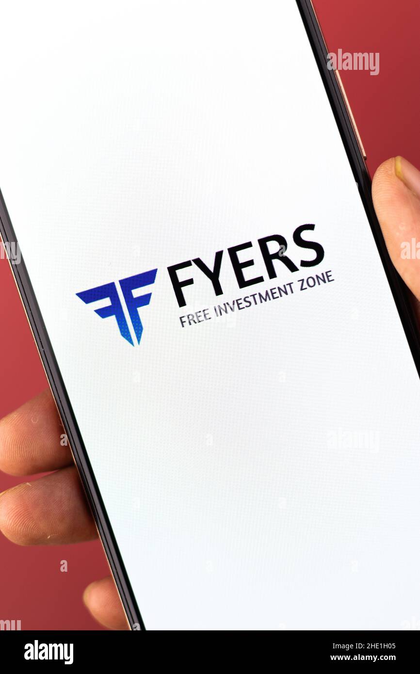 West Bangal, India - January 7, 2022 : Fyers logo on phone screen stock ...