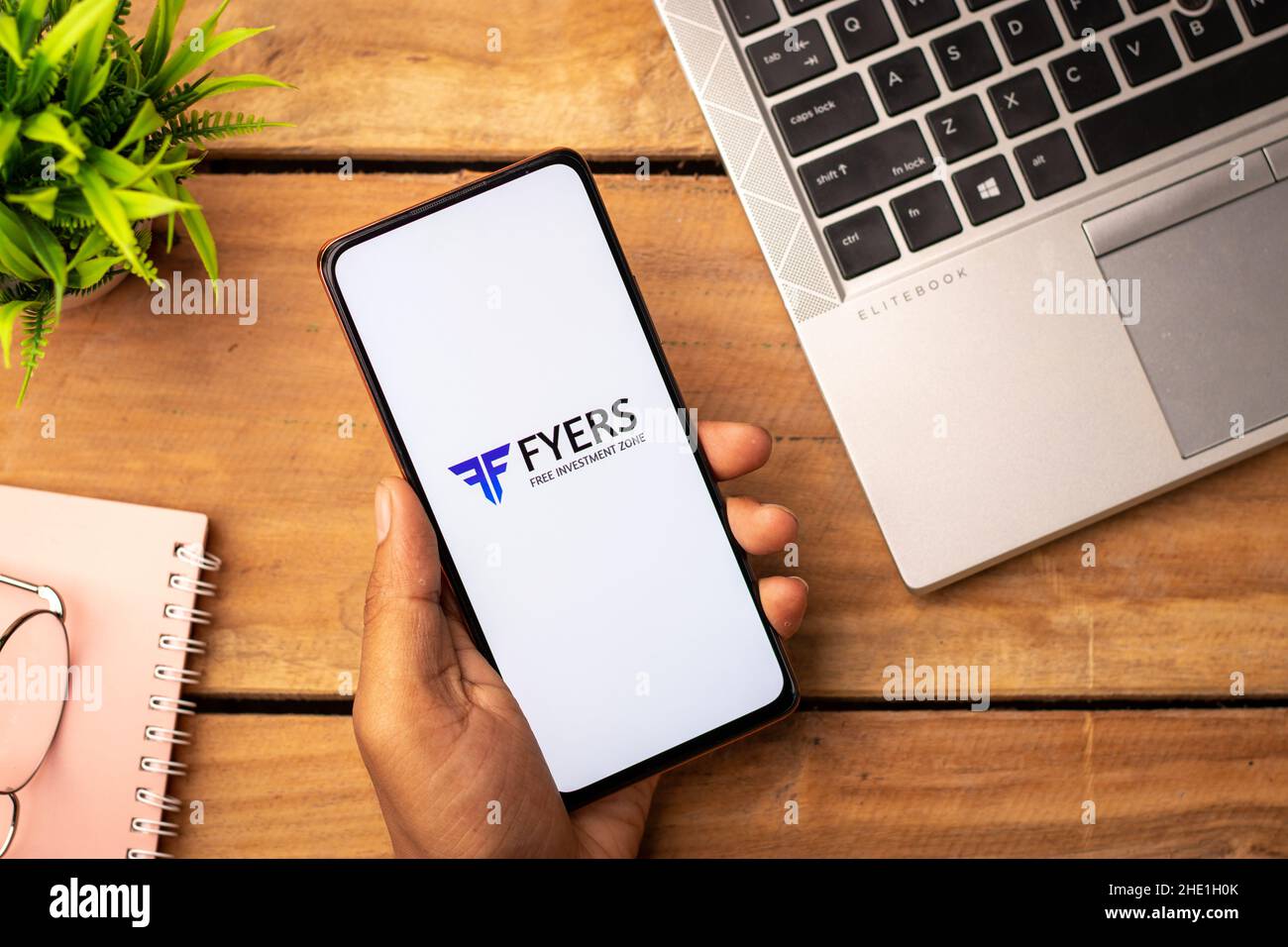 West Bangal, India - January 7, 2022 : Fyers logo on phone screen stock ...