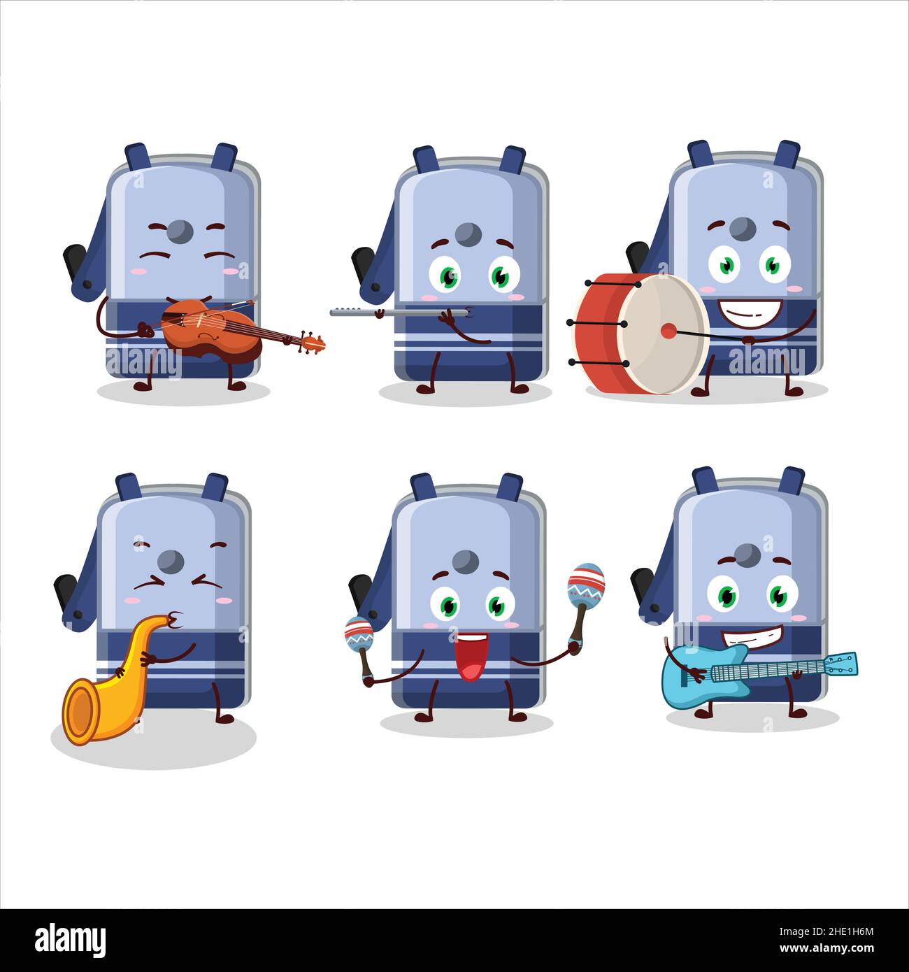 Cartoon character of blue pencil sharpener table playing some musical ...