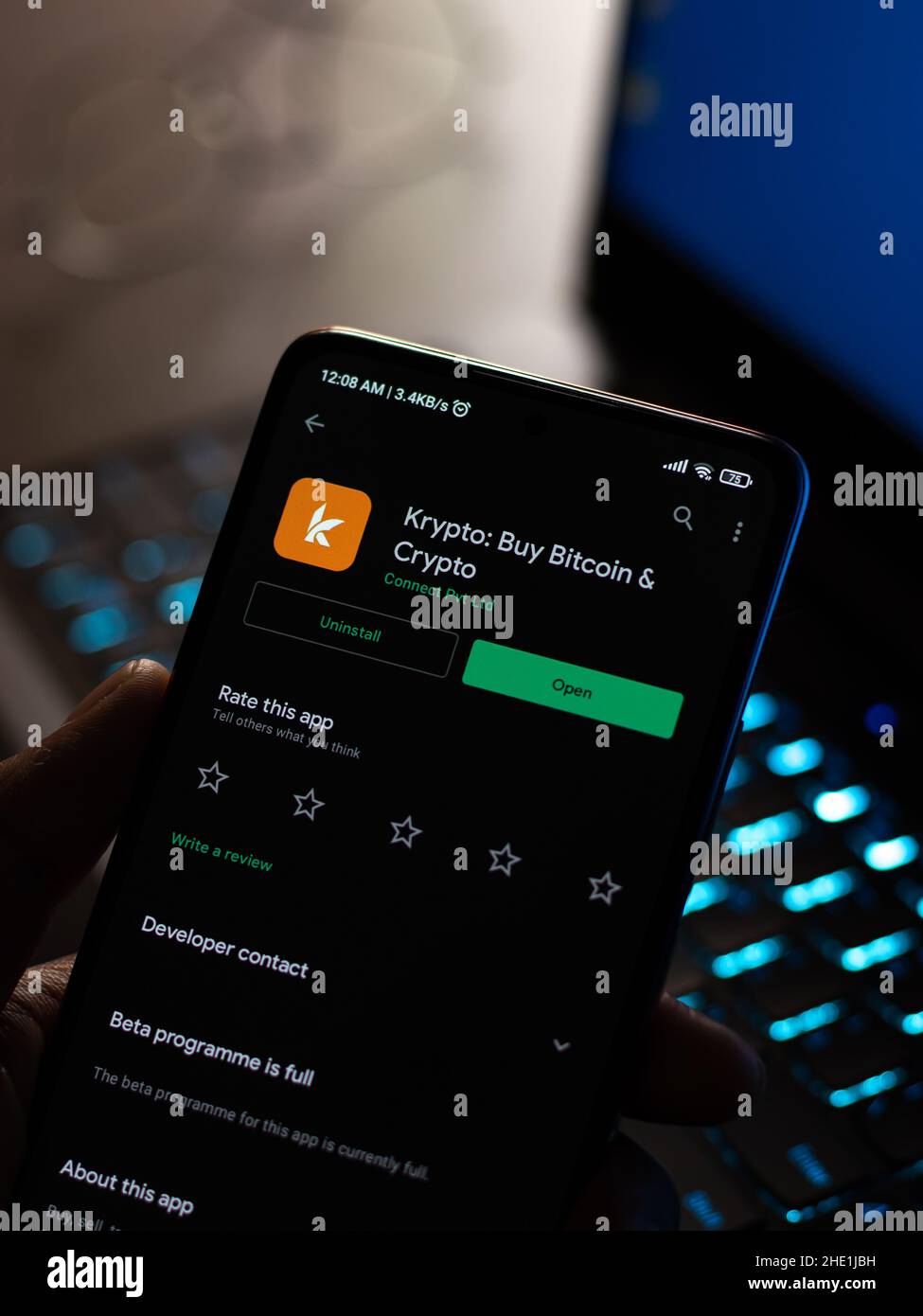 West Bangal, India - January 7, 2022 : Krypto logo on phone screen ...