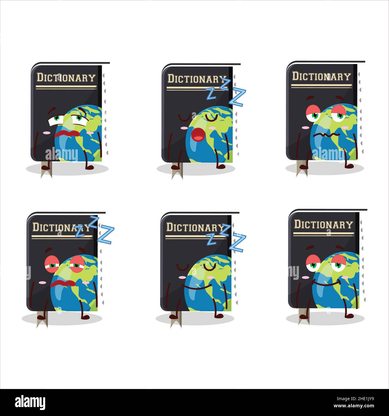 Cartoon character of dictionary book with sleepy expression. Vector ...