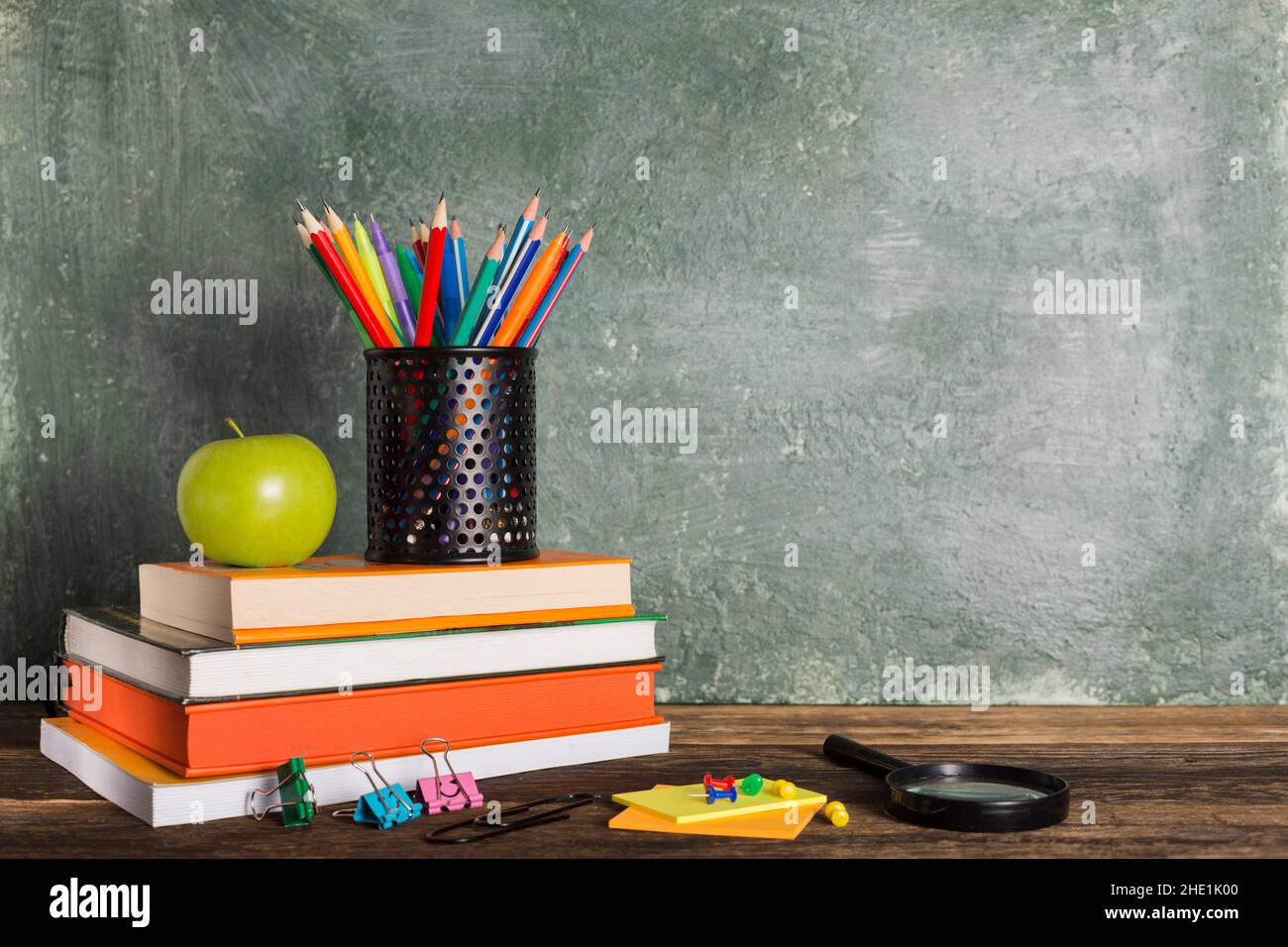 Stack Of School Books And Supplies