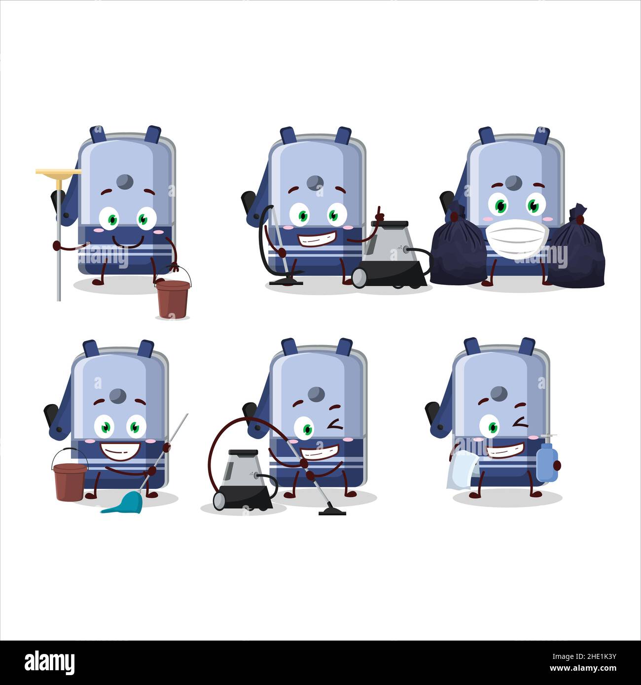 Cleaning service blue pencil sharpener table cute cartoon character ...