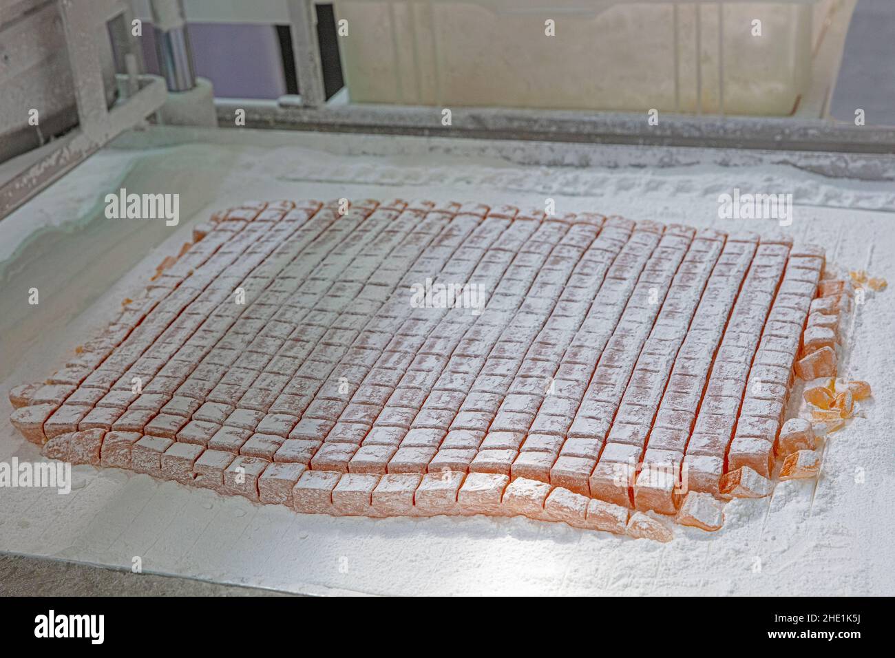 Turkish delight factory. foaming mass of marshmallows, and Turkish ...