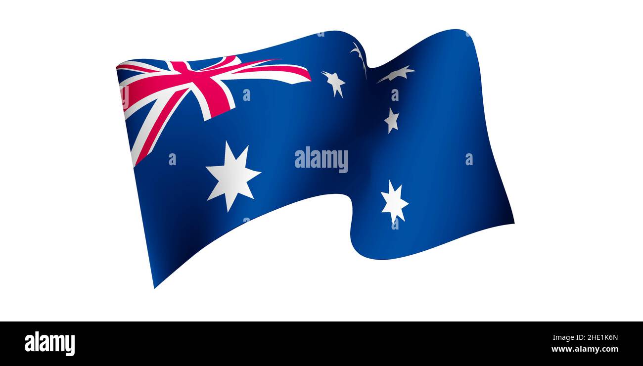 Australia flag waving in the wind. Grunge brush stroke with Australia ...