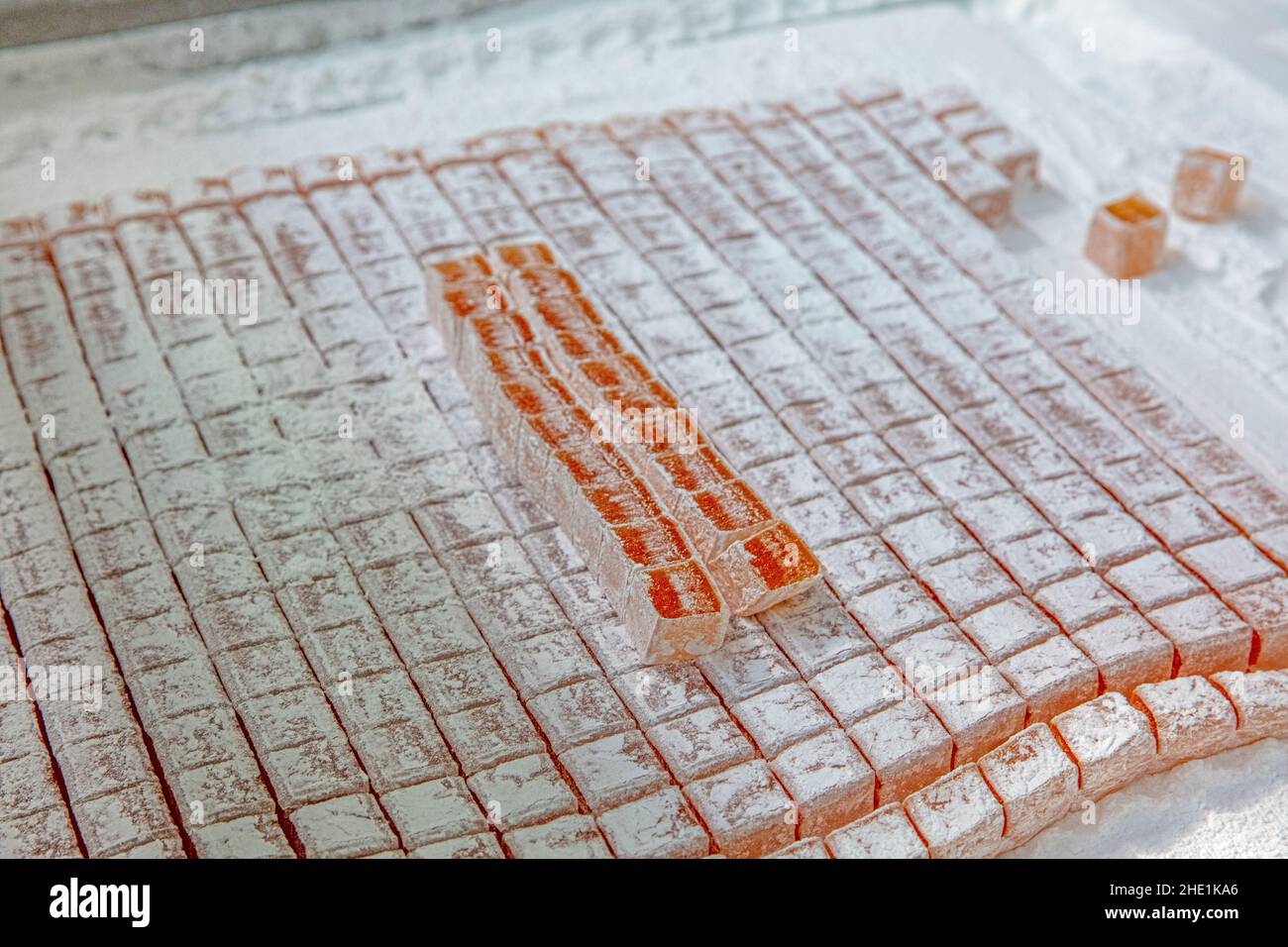 Turkish delight factory. foaming mass of marshmallows, and Turkish ...