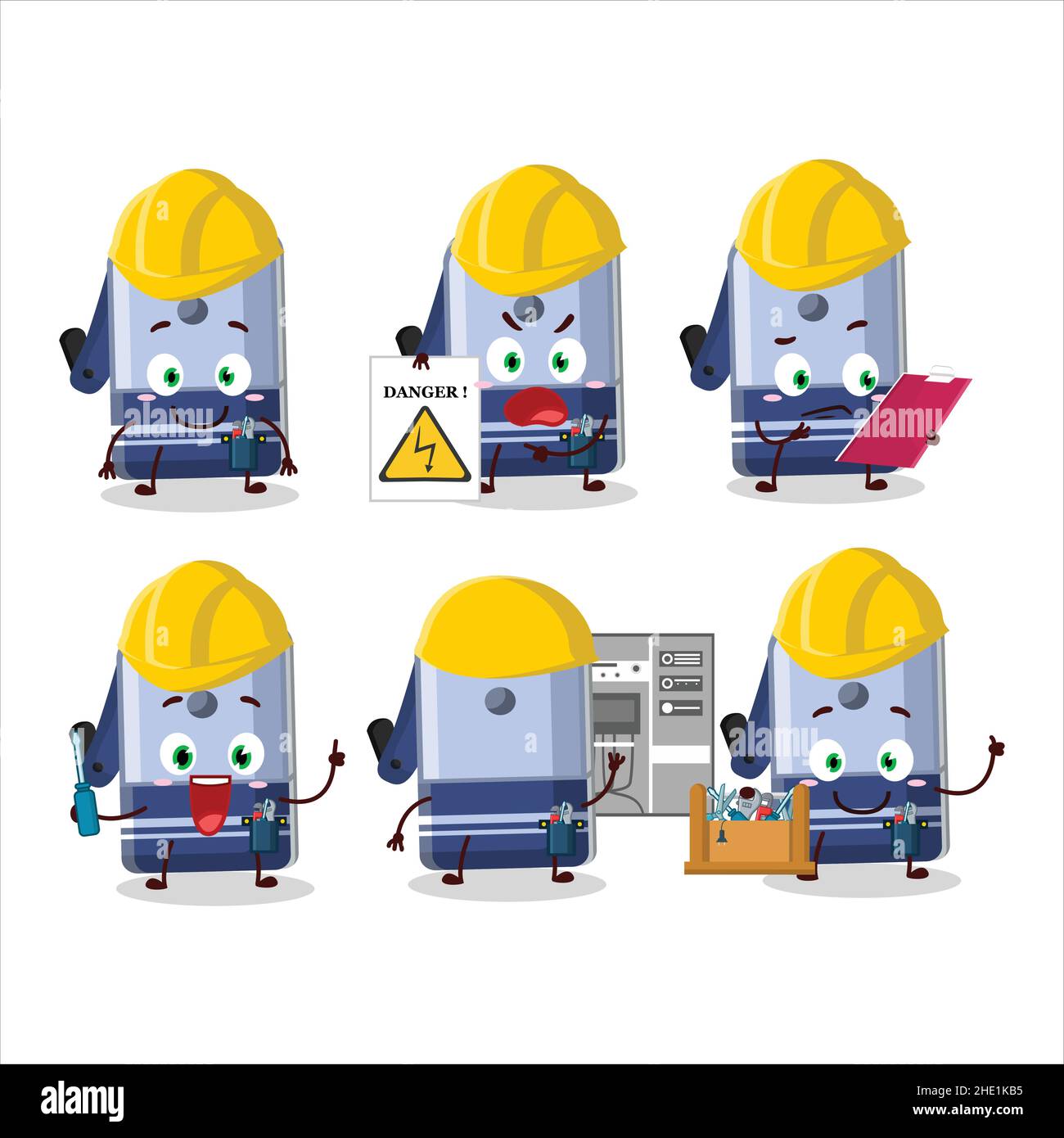 Professional Lineman blue pencil sharpener table cartoon character with ...