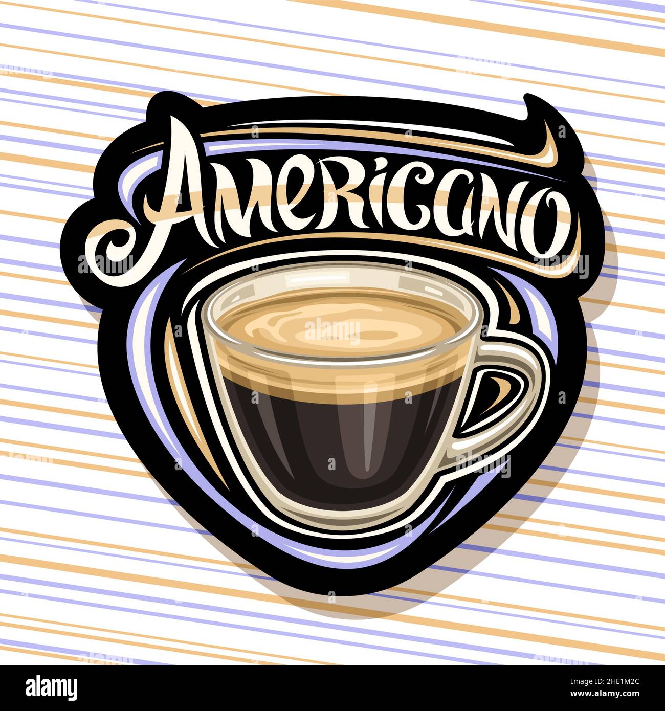 Vector logo for Americano Coffee, illustration of single glass cup with ...