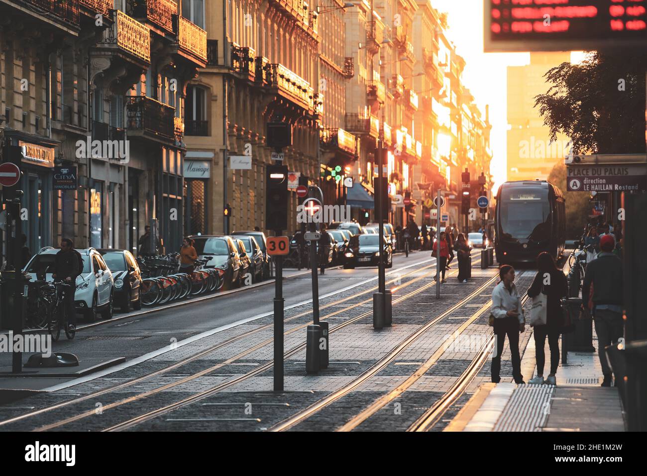 Bordeaux, France- 2 November, 2019 : Selective focus on pavement, city ...