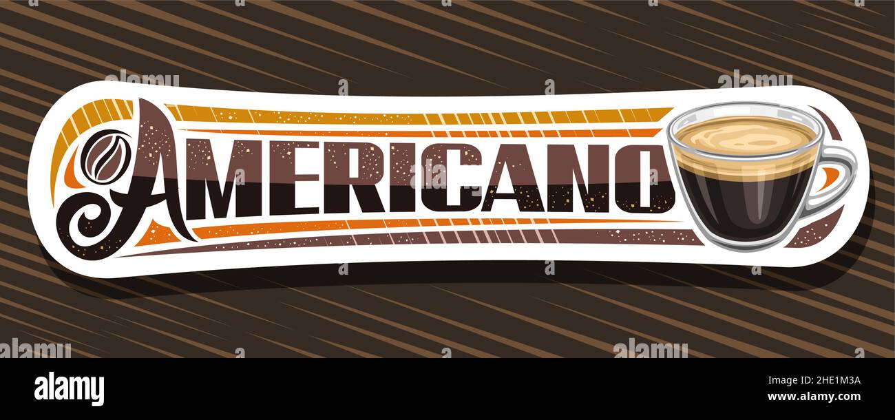 Vector banner for Americano Coffee, illustration of single glass cup ...
