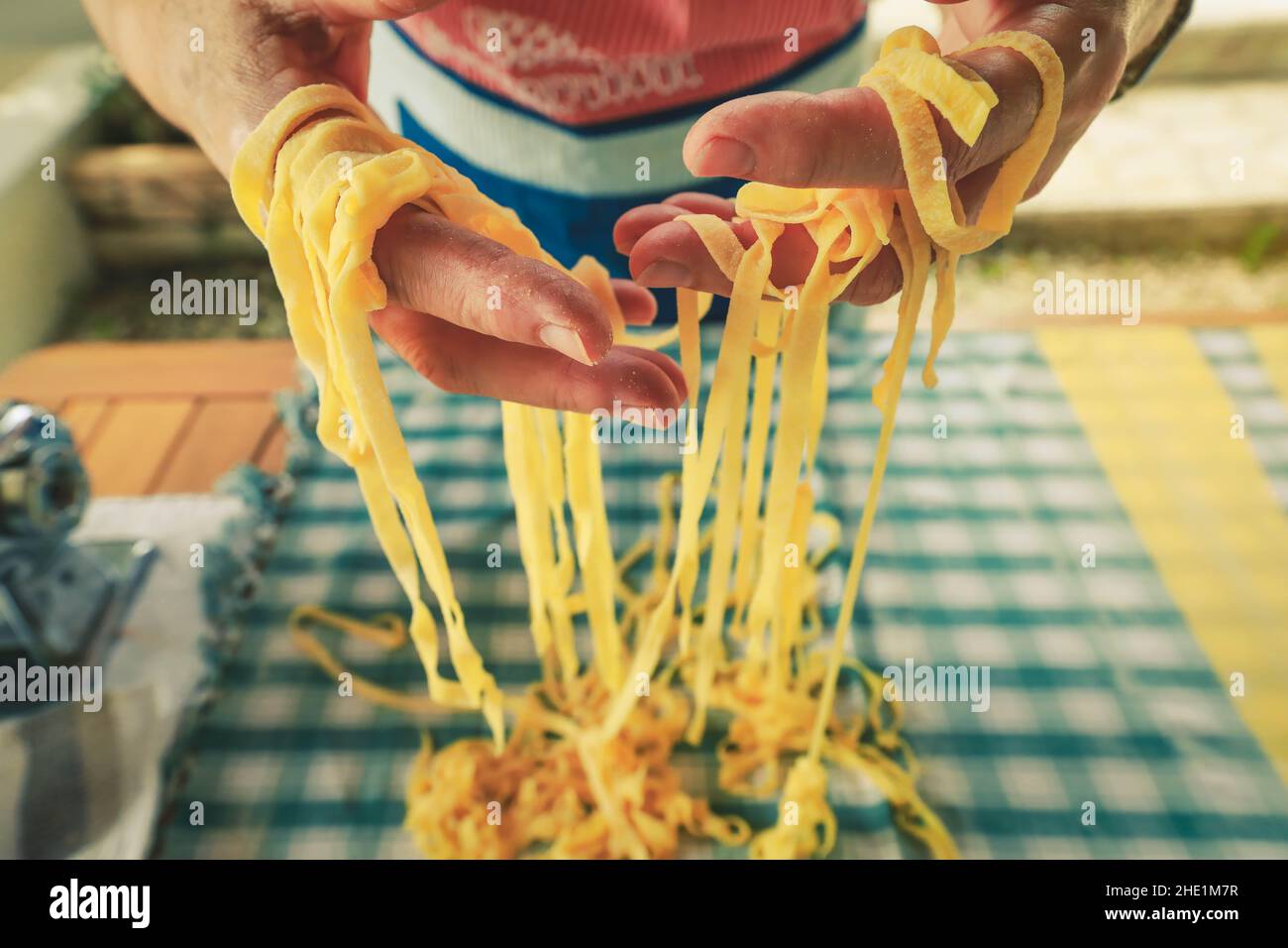 homemade Italian pasta, hands of a person making fresh pasta Stock ...